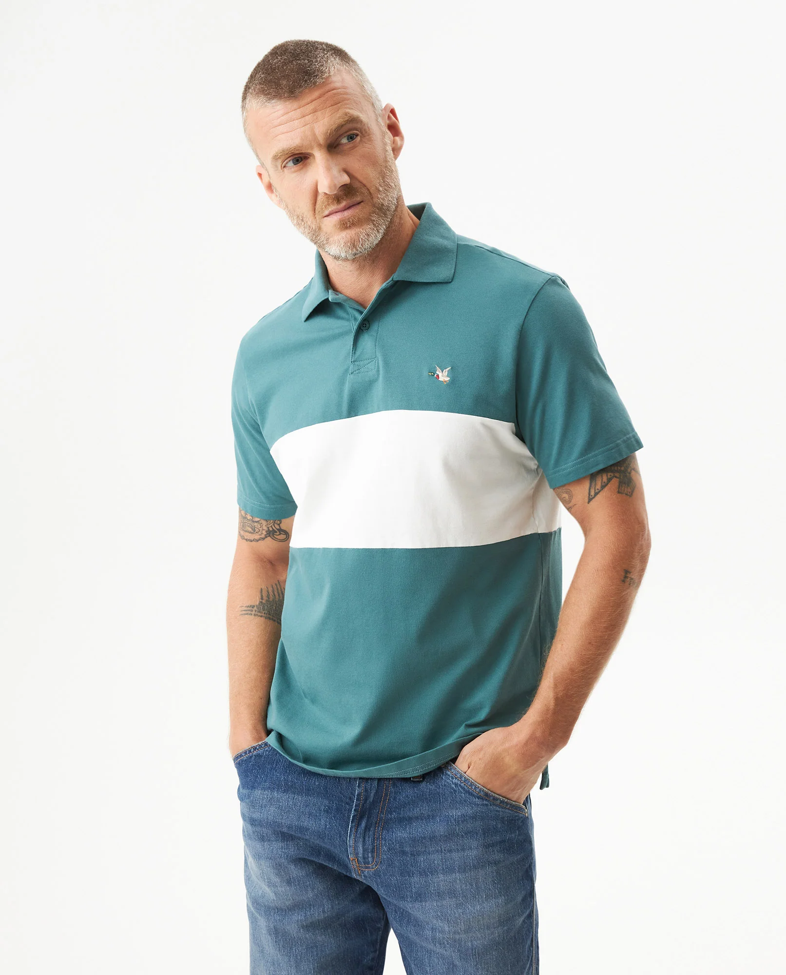 Men's Relaxed Fit Short Sleeve Polo Shirt In Cotton Stretch Blend ...